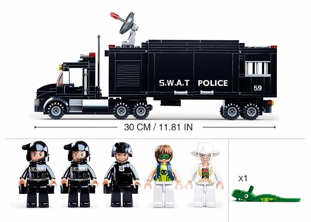 Police Swat Team Command Truck and Helicopter B0659 - 540 Pcs | Sluban ...