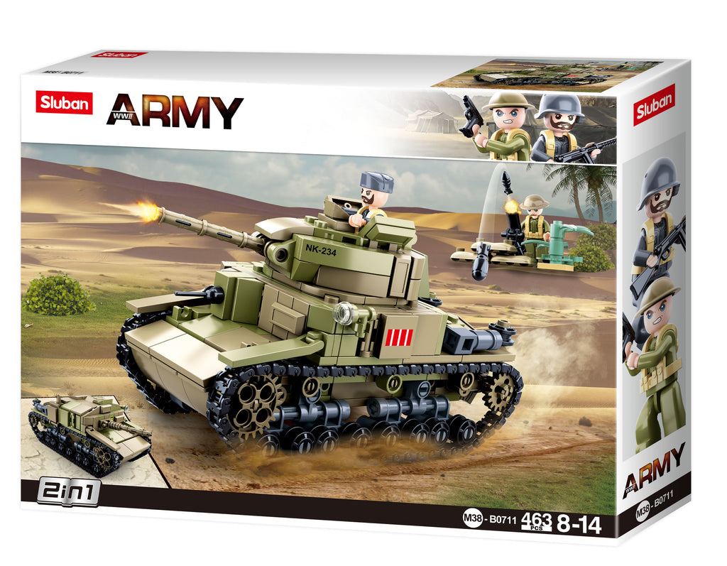 Medium Italian WWII Tank - M38-B0711 - 463 pcs | Sluban North America